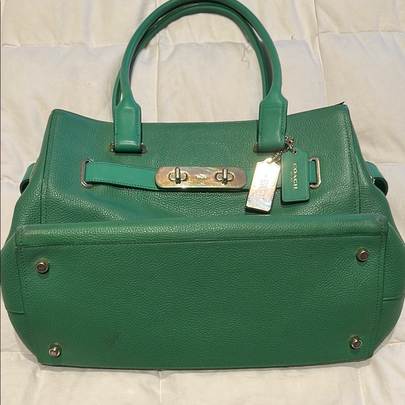 Coach | Bags | Coach Green Leather Tote Bag | Poshmark
